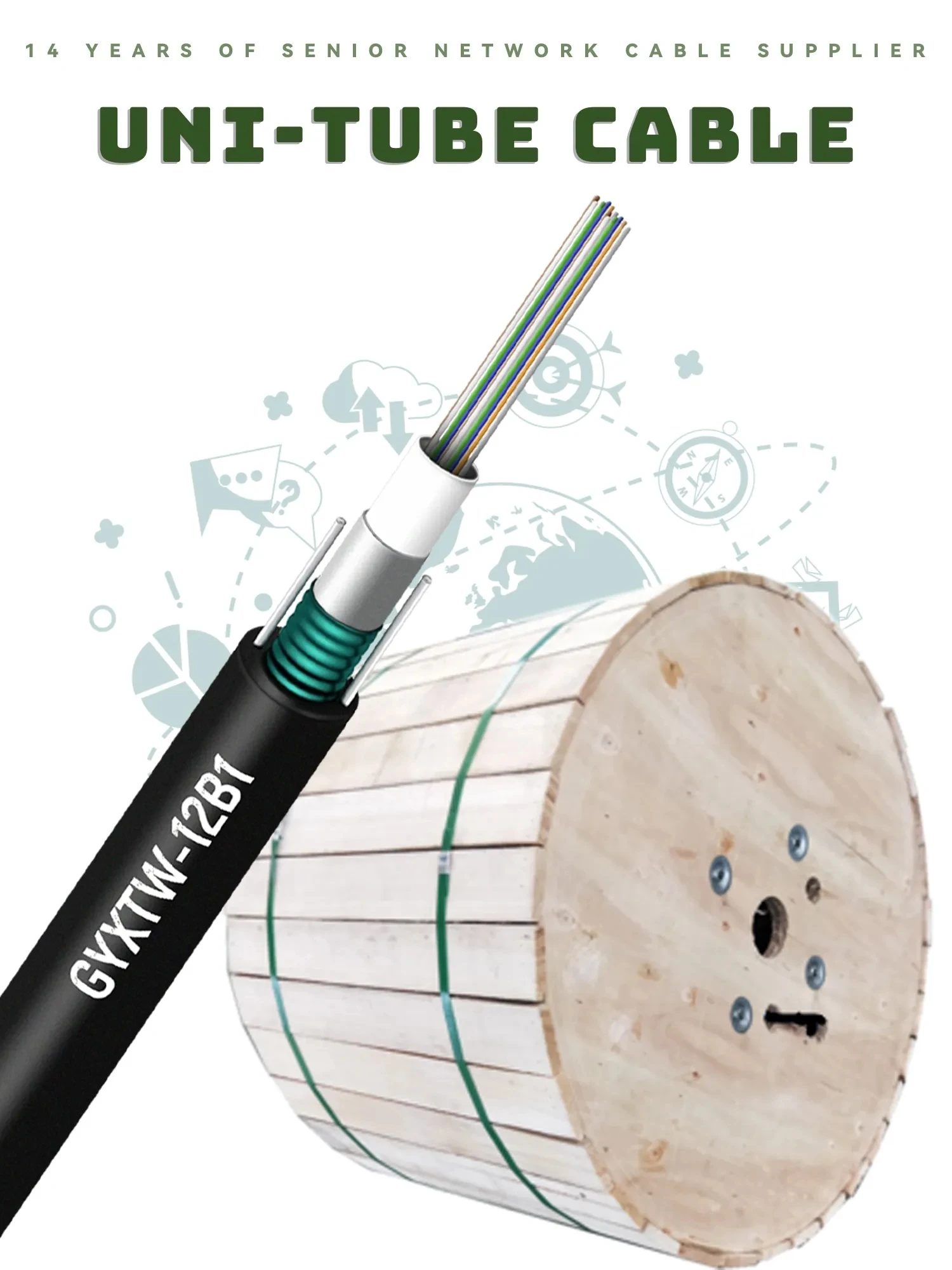 Singlemode G652d Fiber Optic Cable Pbt Material Steel Tape Armored ...