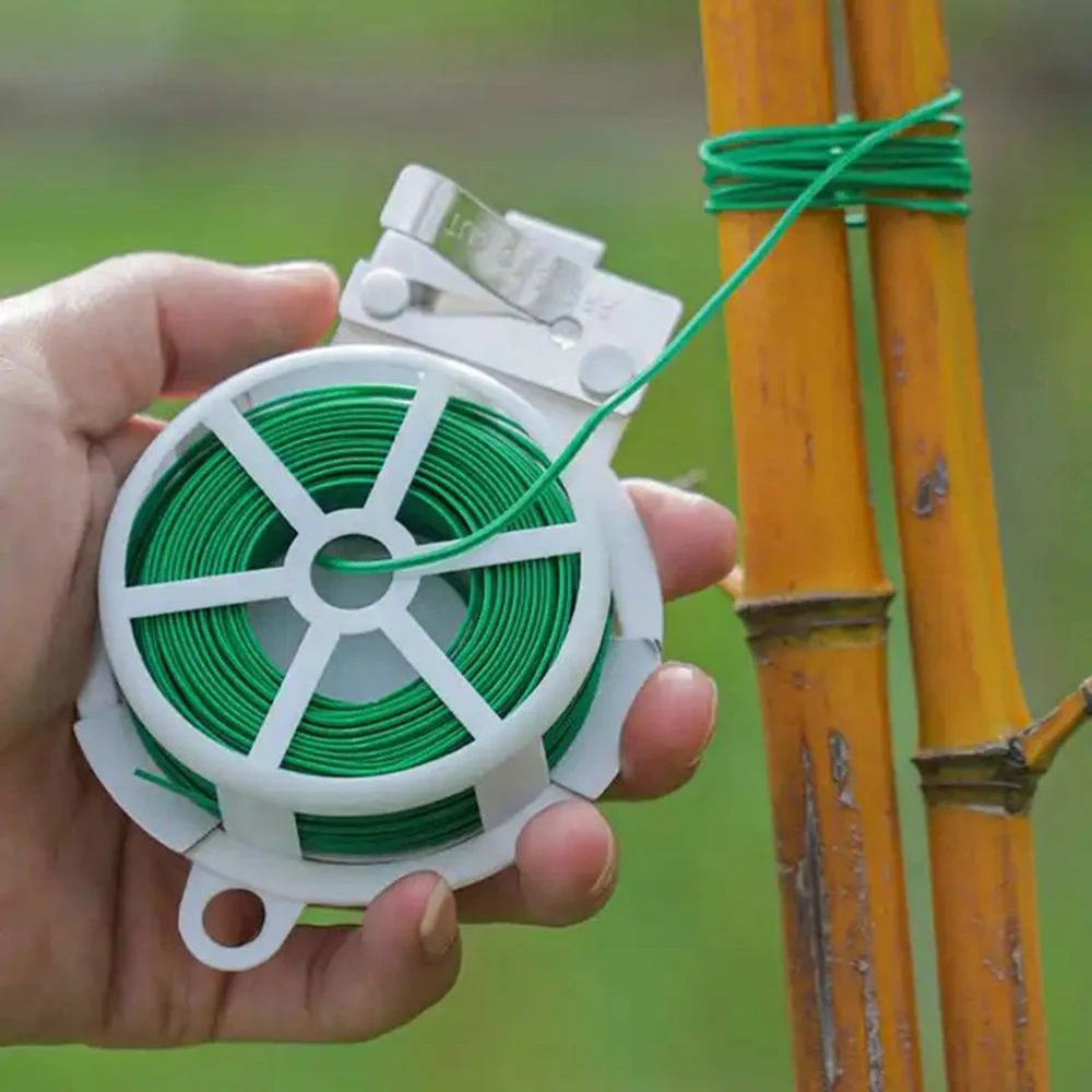 50m 100m Wire Plastic Twist Tie Roll Twisting Tying Vegetable Green ...