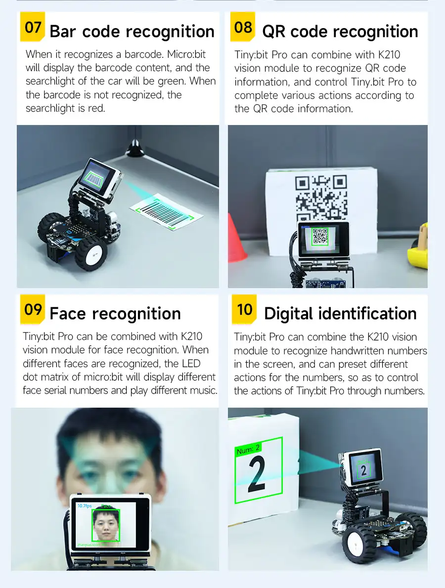 Tiny:bit Pro AI Visual Robot Car Kit for Micro:bit V2 V1