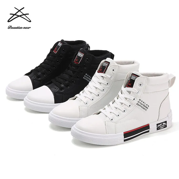 Mens Spring High Top Fashion Sneakers - PU Leather Trainers