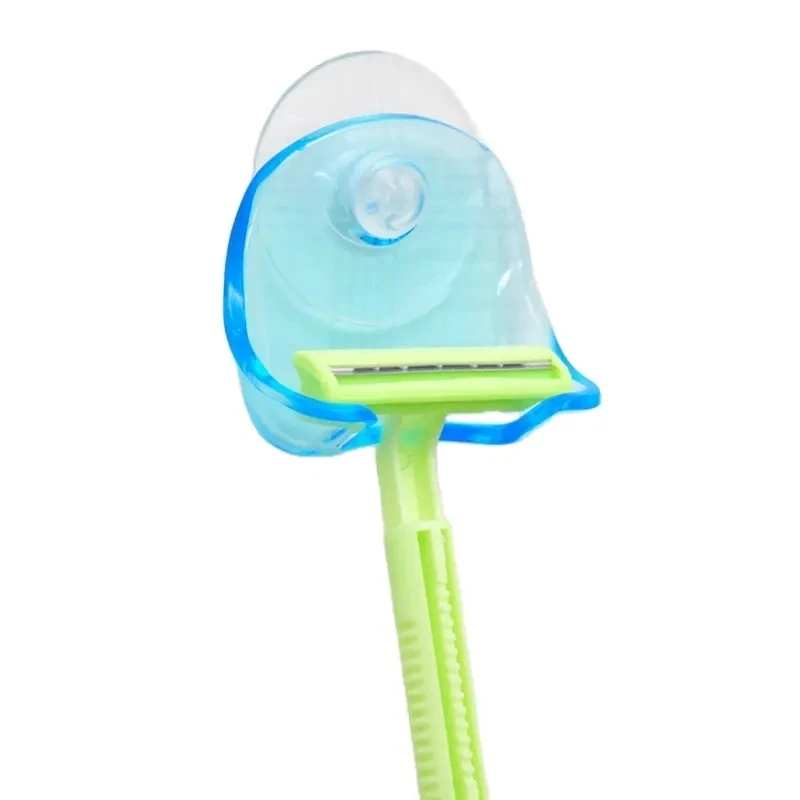 1piece Clear Blue Plastic Super Suction Cup Razor Rack Bathroom Razor ...