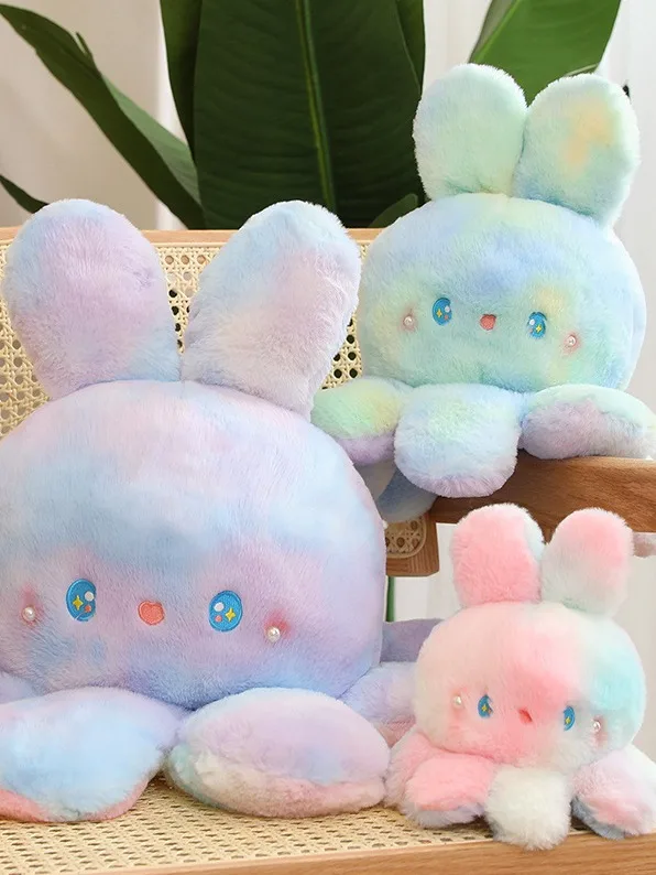 Octopus Plush Toy,Custom Colorful Rabbit Flip Reversible Octopus ...