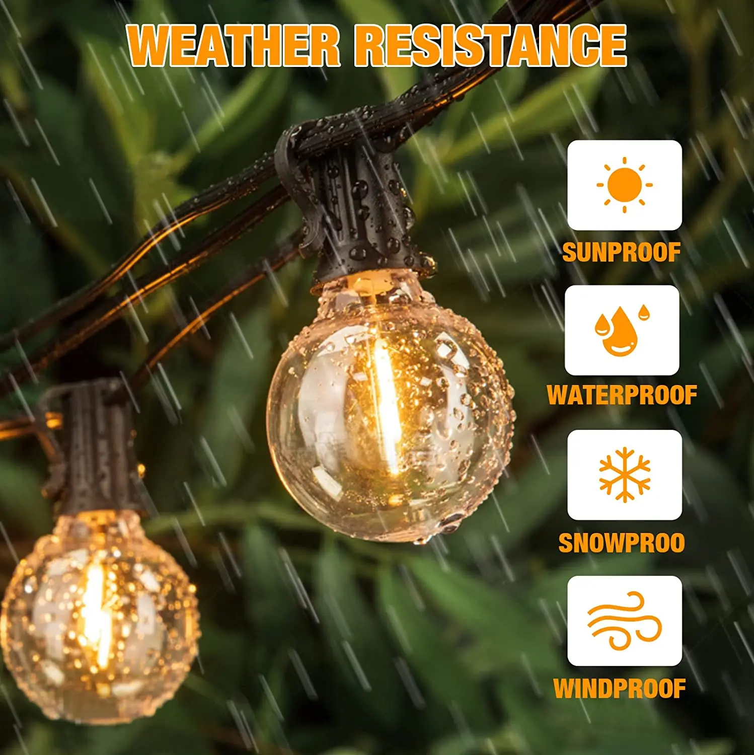 7.6m Waterproof LED String Lights - 27 Bulbs for Festivals