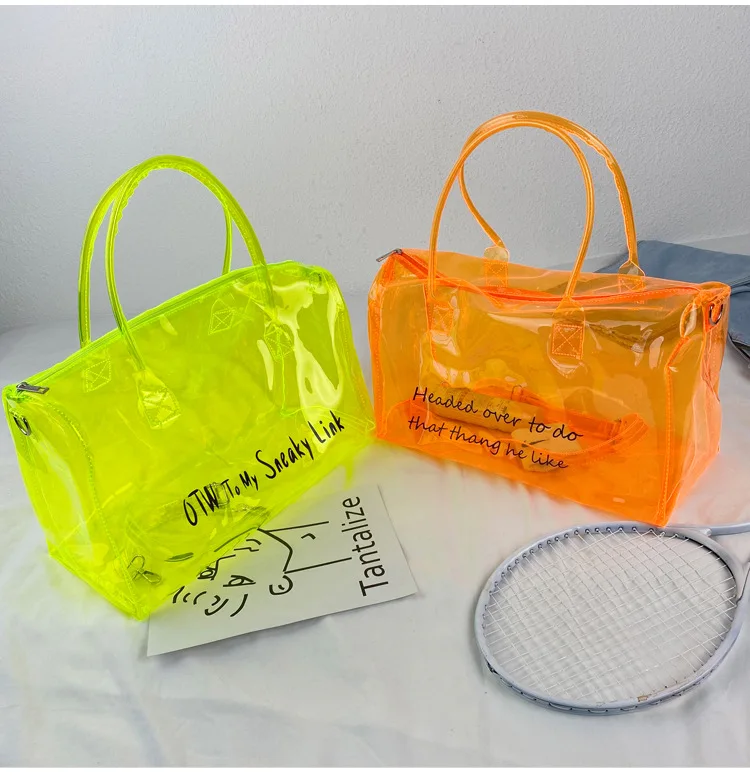 Holographic Spinnanight Transparent Colored Pvc Travel Duffle Bags Gym ...