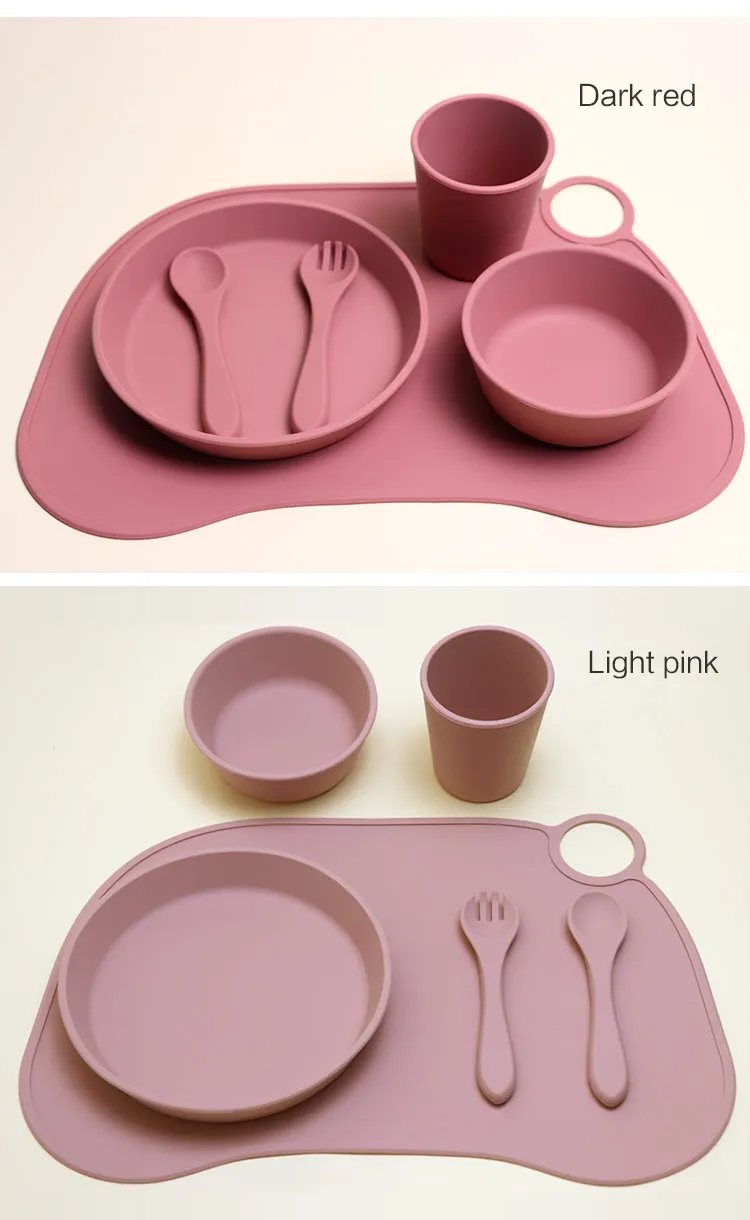 Wholesale Silicone Baby Feeding Supplies Set Kids' Silicone Dinnerware ...