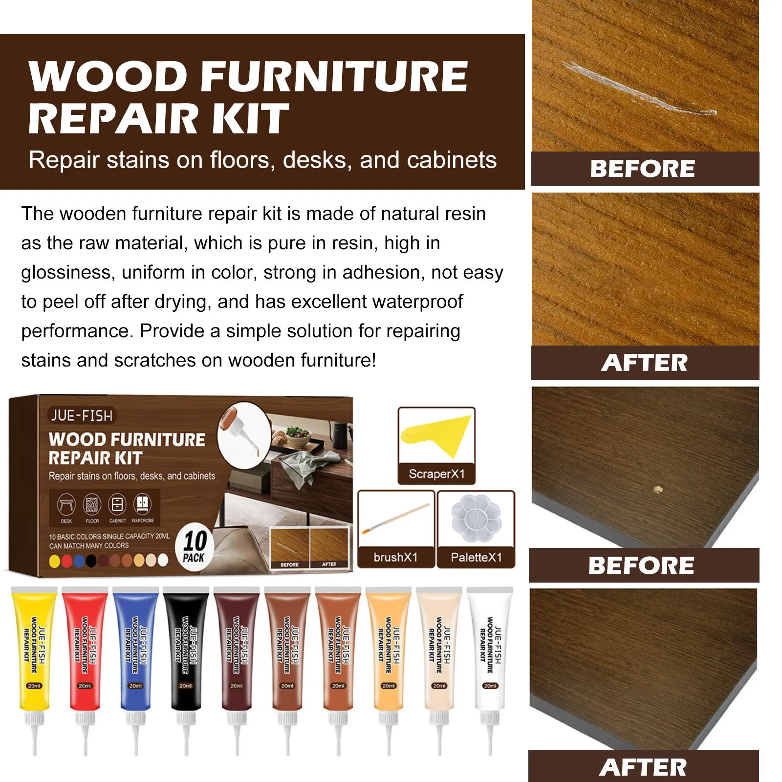 Jue-fish Wood Repair Paste Multi Color Furniture Repair Kit Waterproof ...