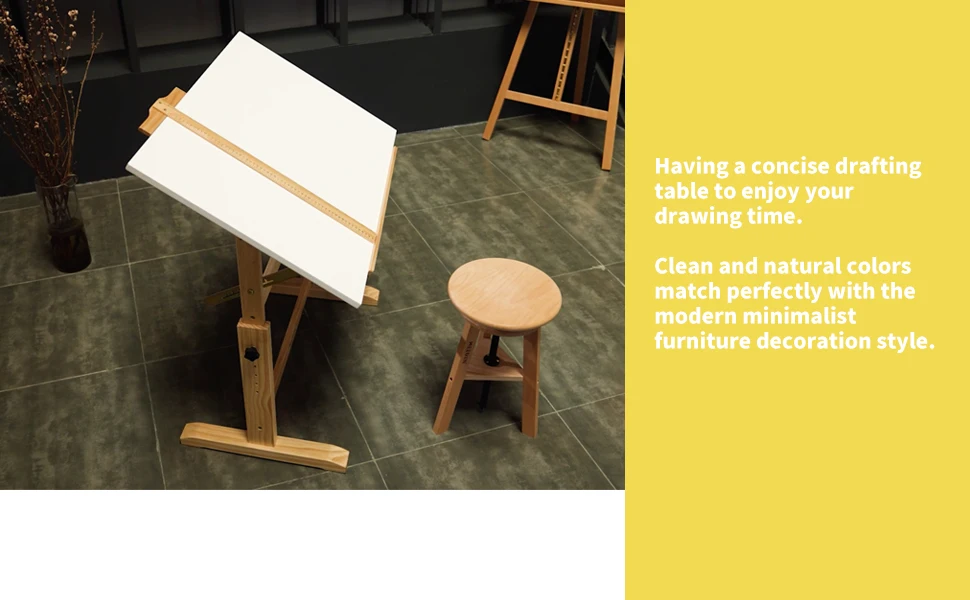 MEEDEN Adjustable & Tilted Wood Drafting Table Desk for Art Working, OEM