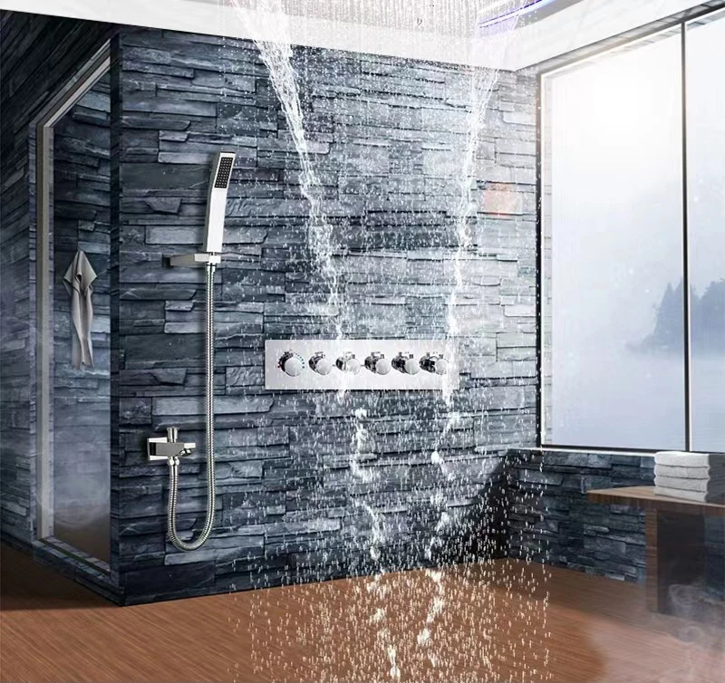 Press Button Digital Show Brass Ceiling 3 Way Function Shower System ...