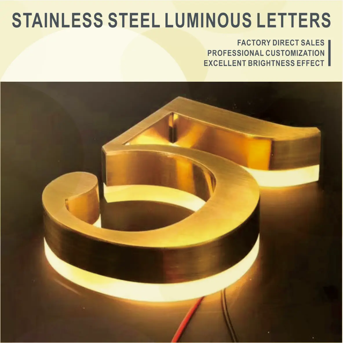 Customized Stainless Steel 3d Luminous Acrylic Led Backlight Letters ...