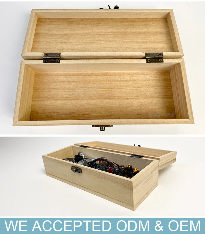 Custom Logo Cheap Wooden Box Hinge Lid Solid Pine Wood Keepsake Gift ...