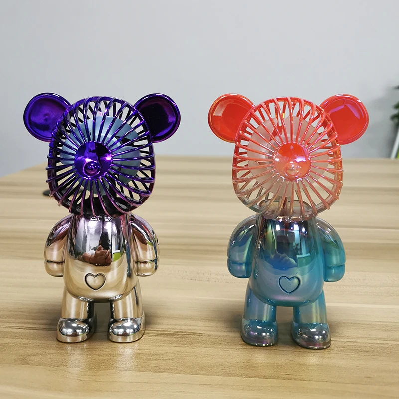 USB Rechargeable Mini Handheld Fan Portable Bear Electroplating Design ...