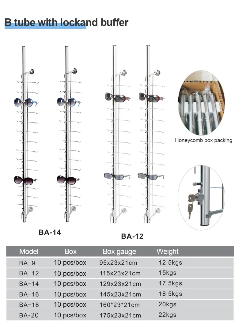Wholesale Aluminum Alloy Lockable Glasses Wall Mounted Eyeglasses ...