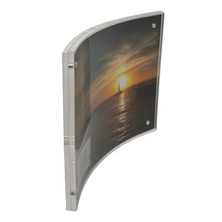 Luxury Gift Clear Acrylic Magnetic Curved Picture Photo Frame For Home ...