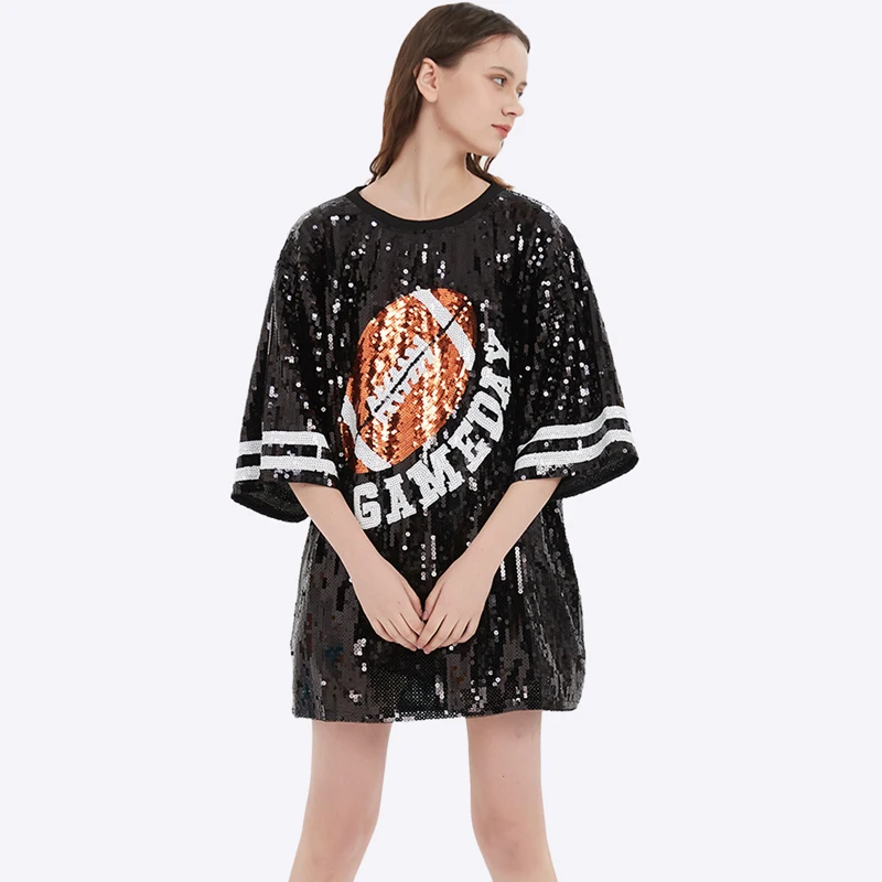 2024 Stock Sequin Shirts Football Sequin Shirts Dress Top Sweatshirt ...