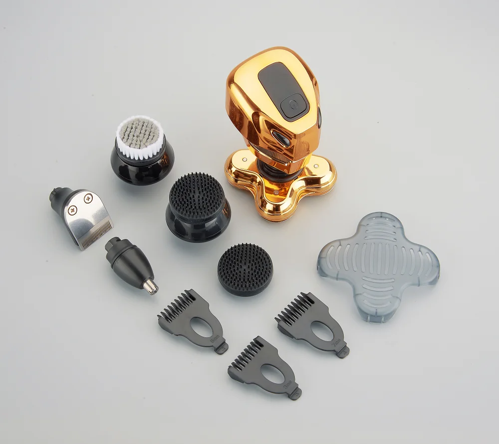 7D LCD Display Electric Razor for Men Golden Headshaver with Body and ...