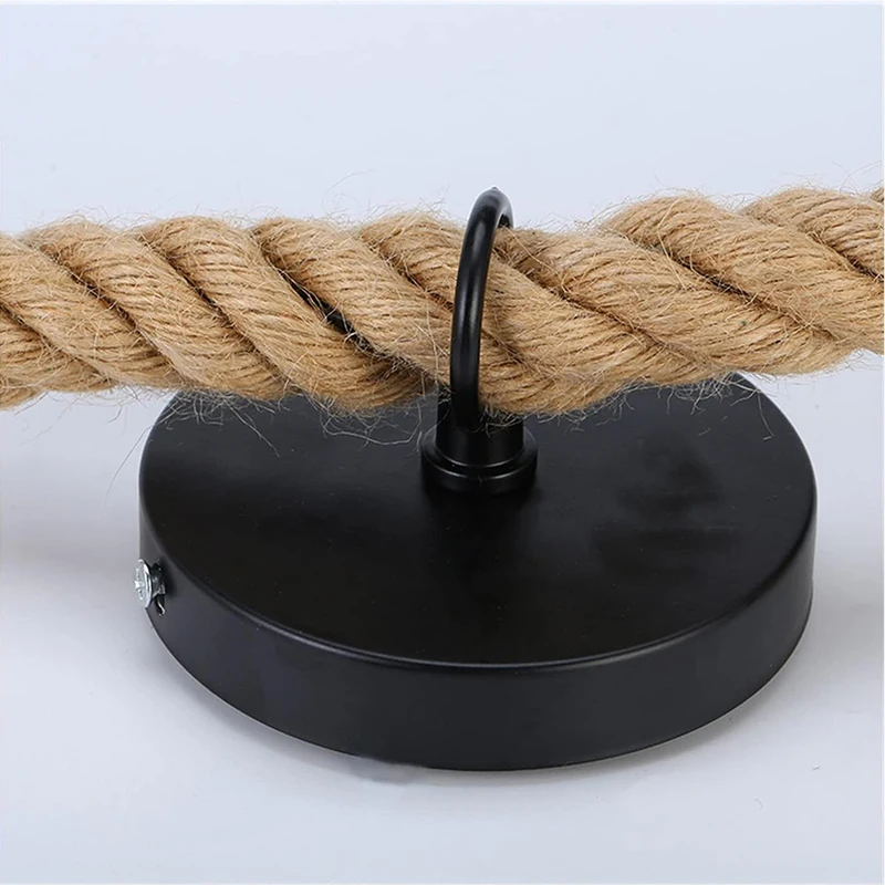 Hemp Rope Pendant Light Fixture E26 E27 Single Two Heads Retro Hanging ...