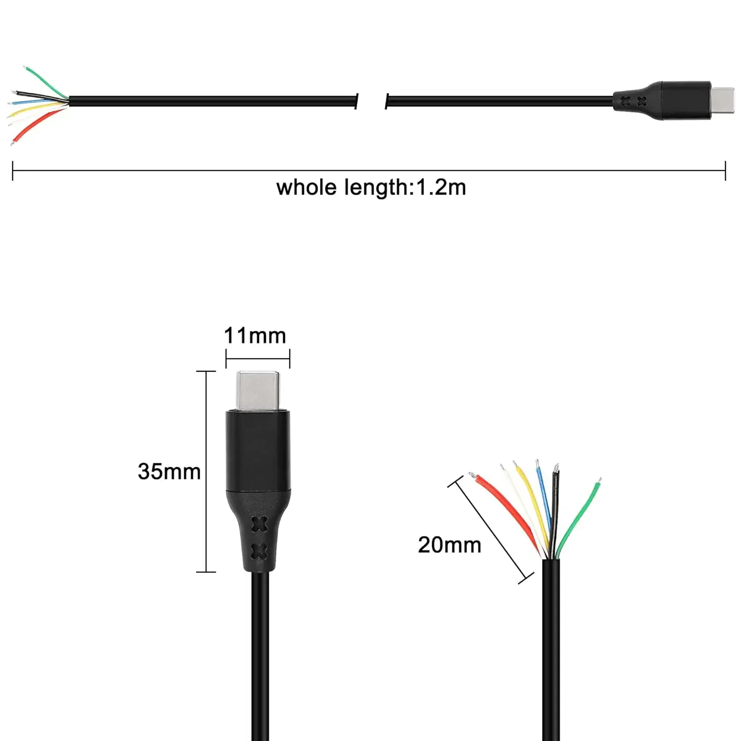 USB Type C PD Pigtail Cable - Fast Charging & Data Transmission