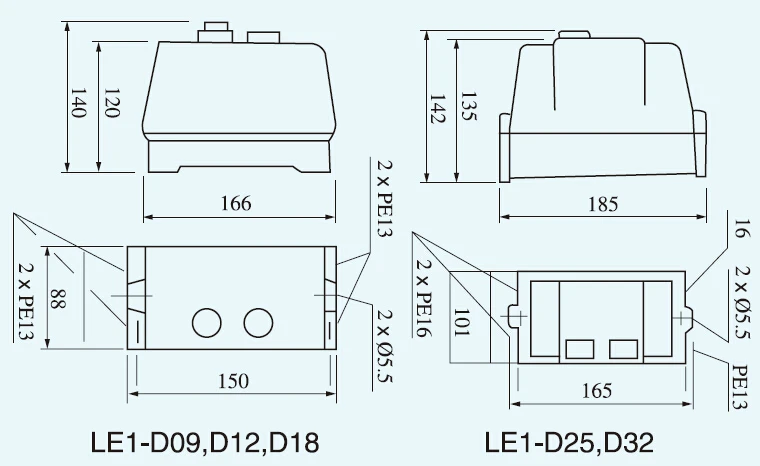 LE1-N25-1 CE Certified 220V 25A 50/60Hz Three Phase Magnetic Starter ...