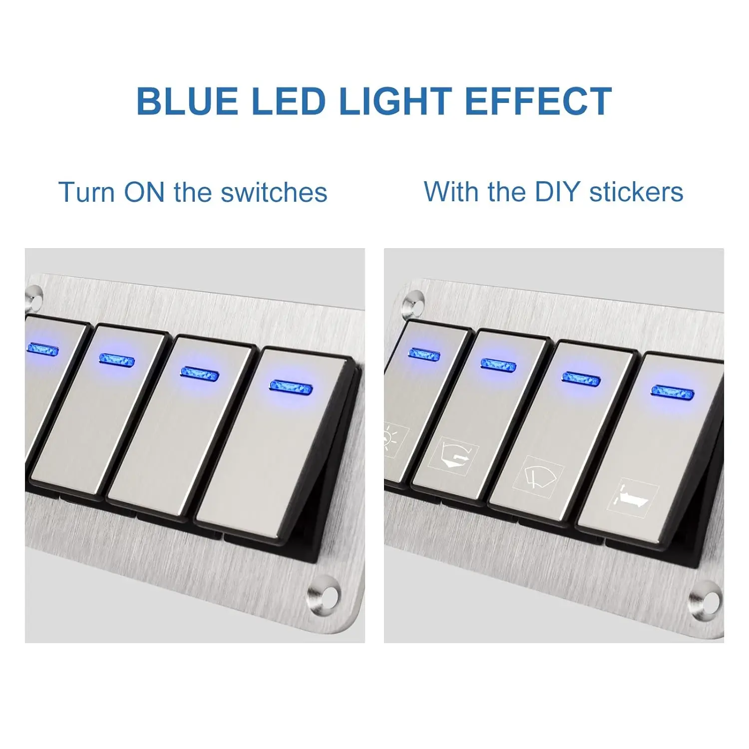 12V/24V Panel Switch 3 Pin On-Off Aluminum 4 Gang Rocker Switch Panel ...