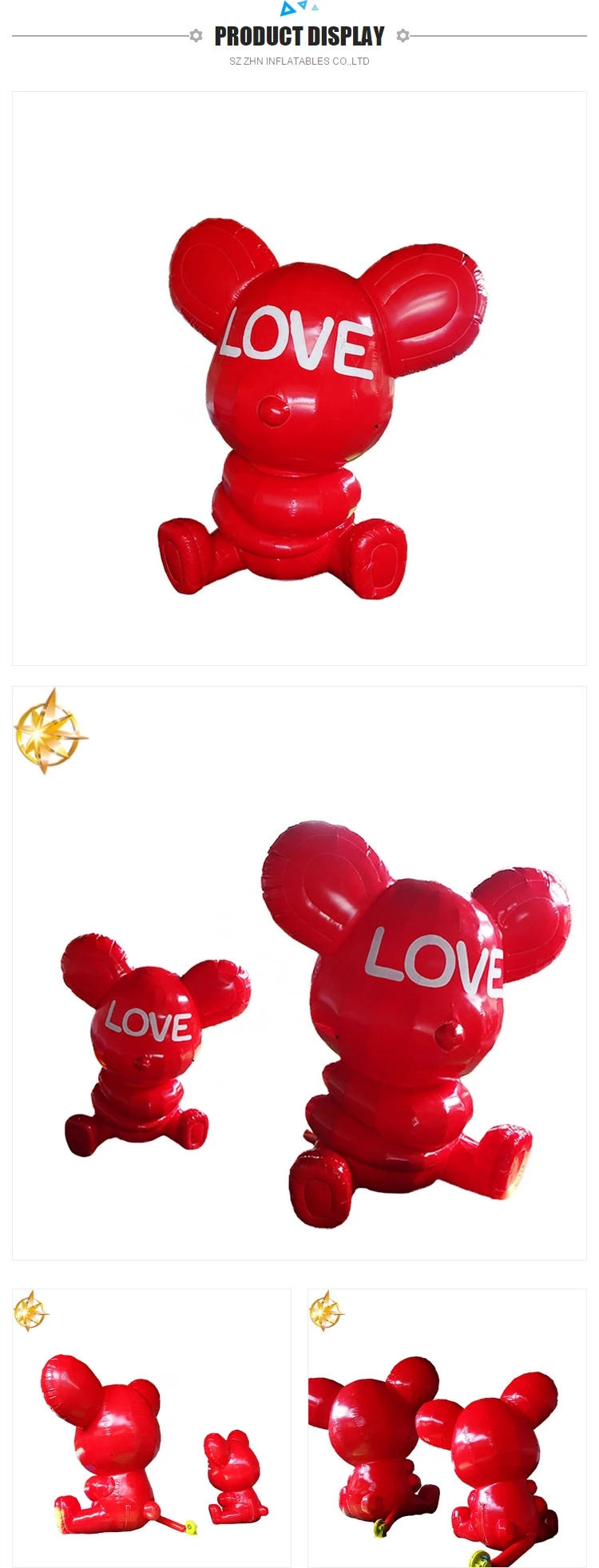 Custom Inflatable Red Mice And Red Hearts Inflatable Red Mice Decorate ...