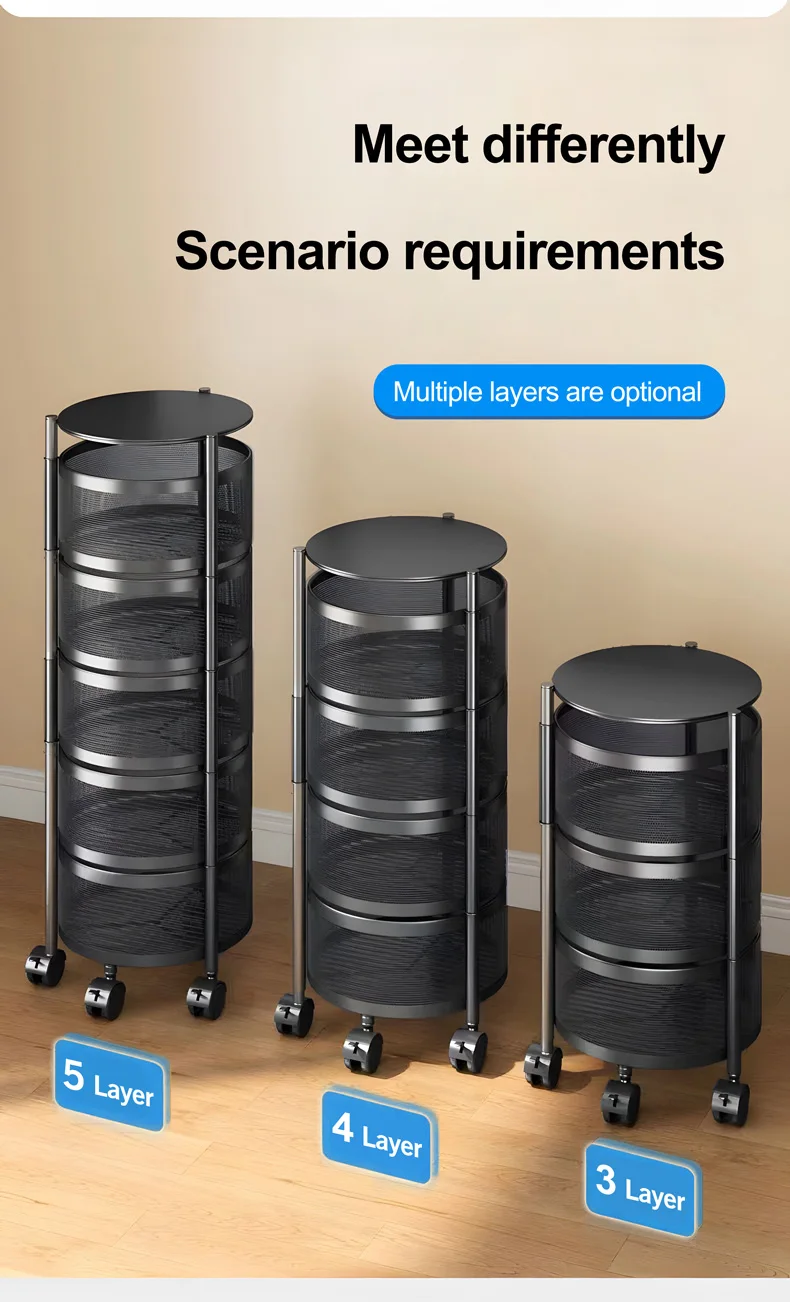 Rotating Kitchen Storage Rack 5 Tier Round Metal Baskets Rotating ...