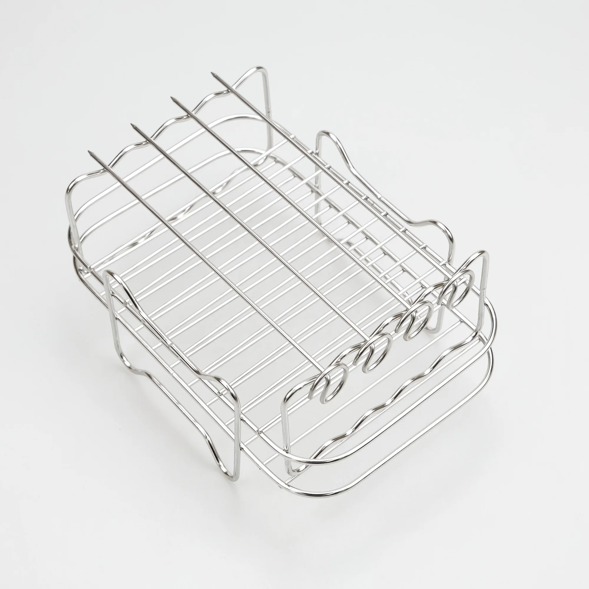 Air Fryer Rack Double Basket Air Fryers Stainless Steel Grill Holder ...
