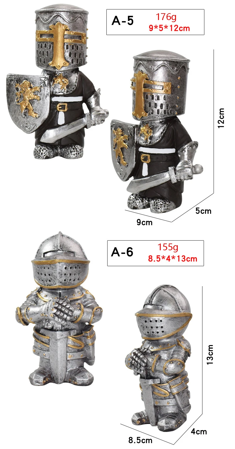 Knight Dwarf Guardian Garden Statue - Handmade Resin Sculpture