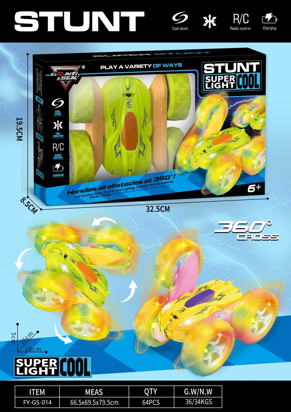 4WD RC Stunt Car - 360 Degrees Rotating Mini RC Drift Car