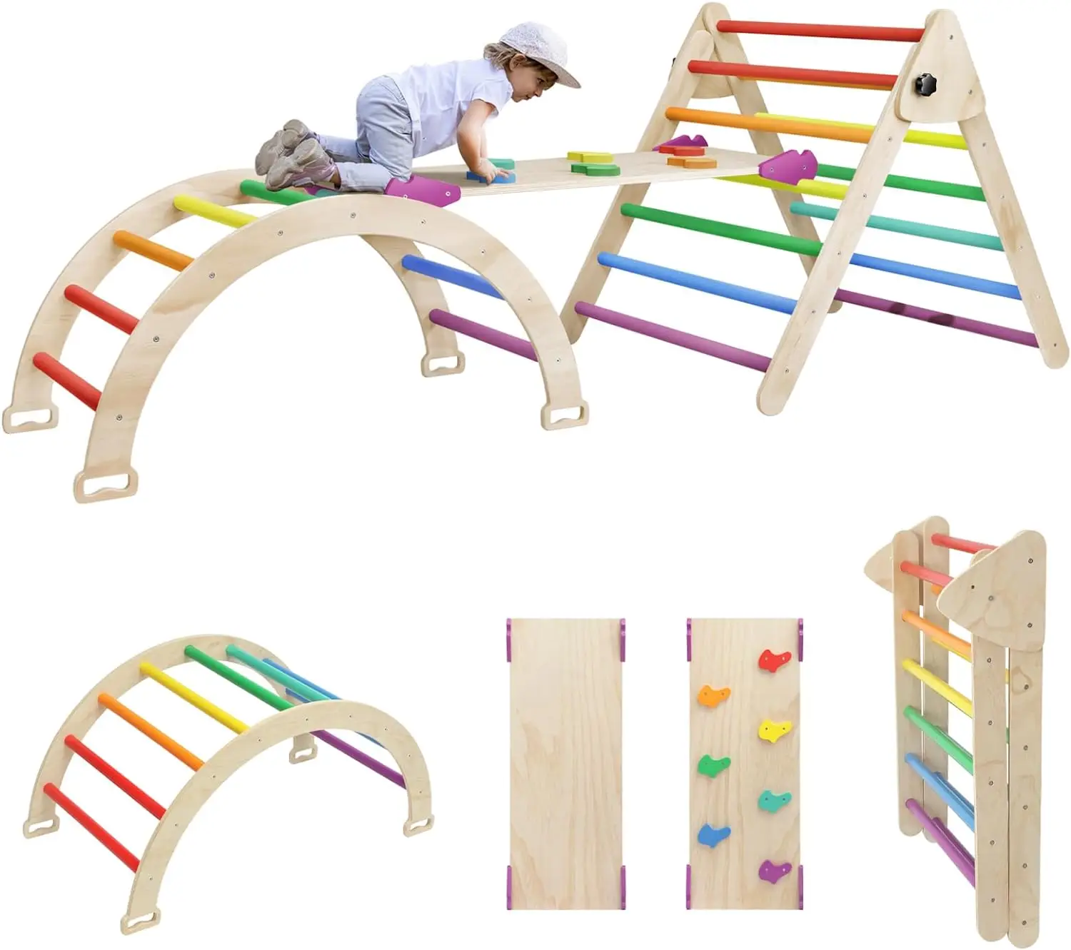 Montessori outdoor triangle climbing frame wooden educational toys ...
