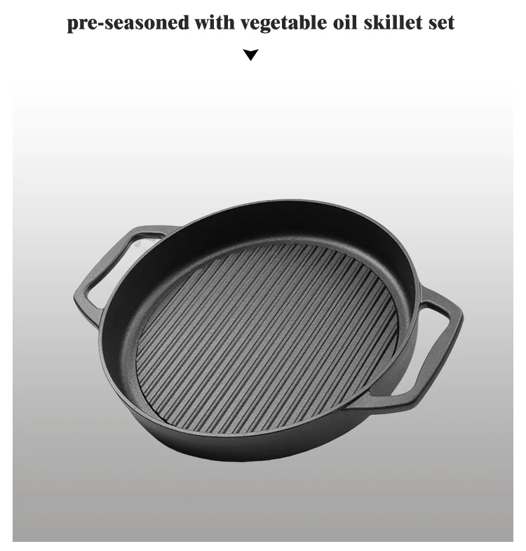 Cast Iron Pre-seasoned Round Grill Plate Breakfast Non Stick Griddle Pan