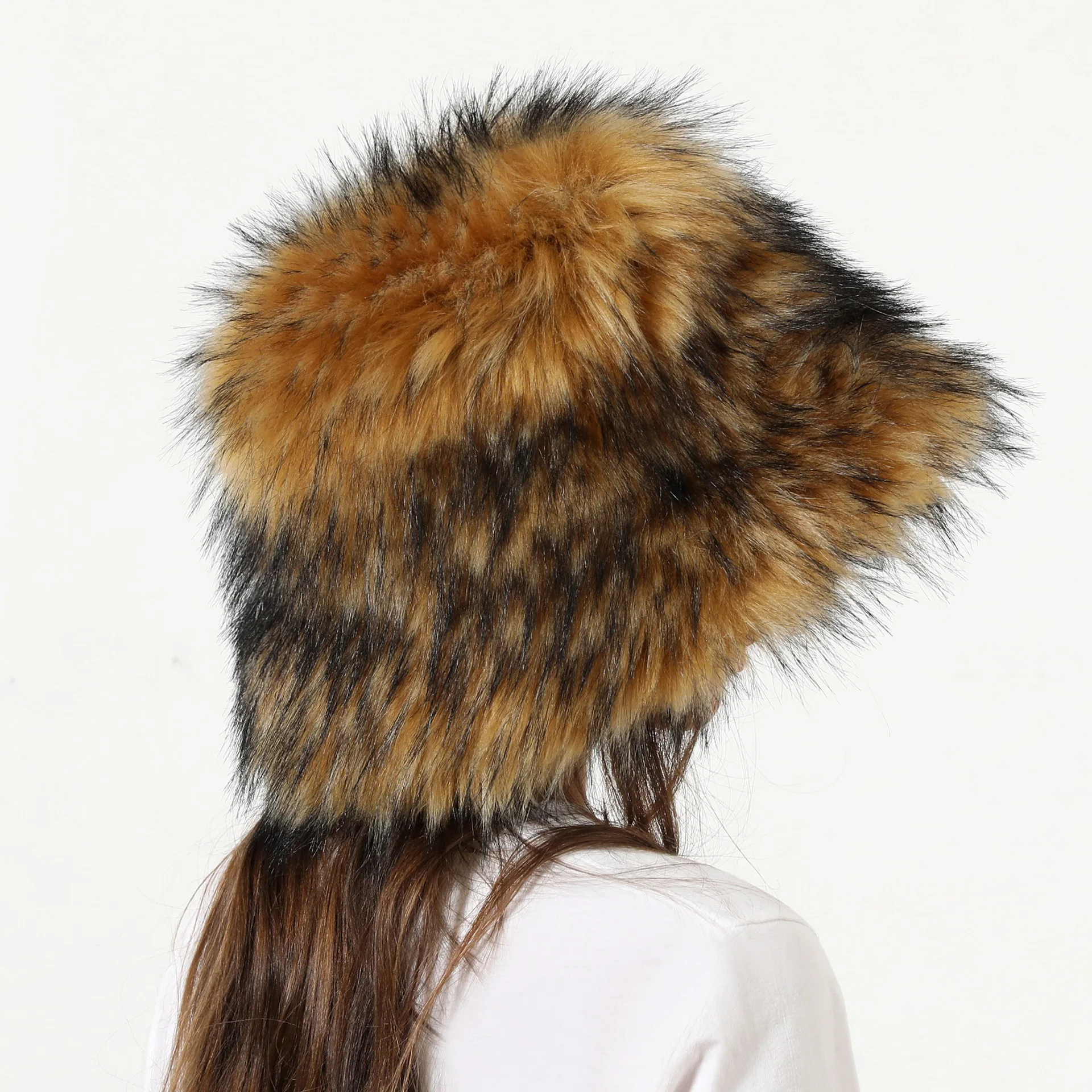 Women Winter Faux Raccoon Fur Hat Multicolor Soft High Quality Fashion ...