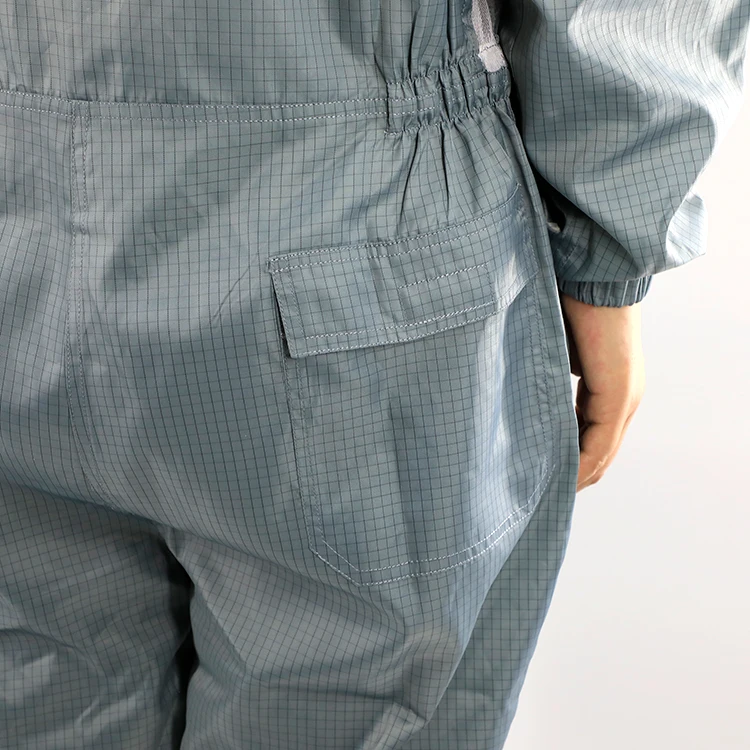Multiple Pockets Reusable Esd Coverall With Zipper Front Entry And ...