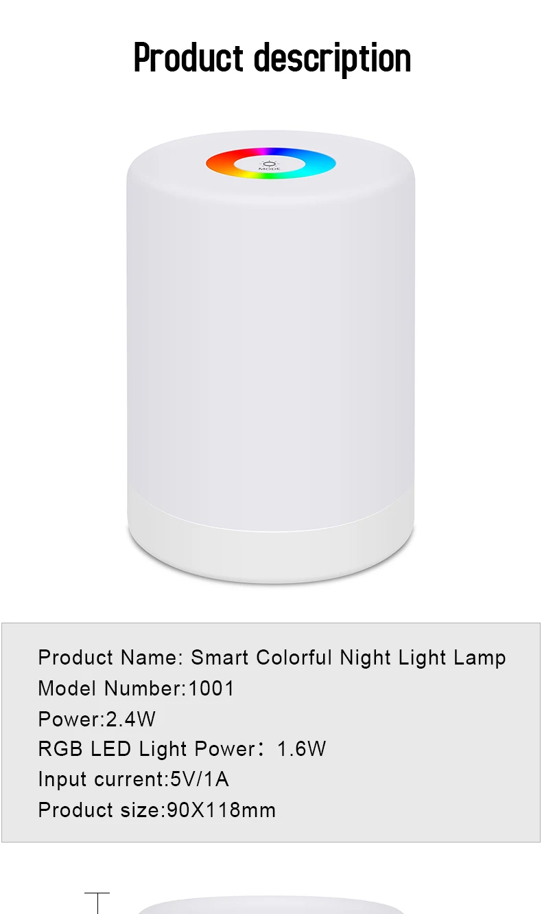 Smart LED Table Lamp with Touch Sensor - 10000 Hours Lifespan