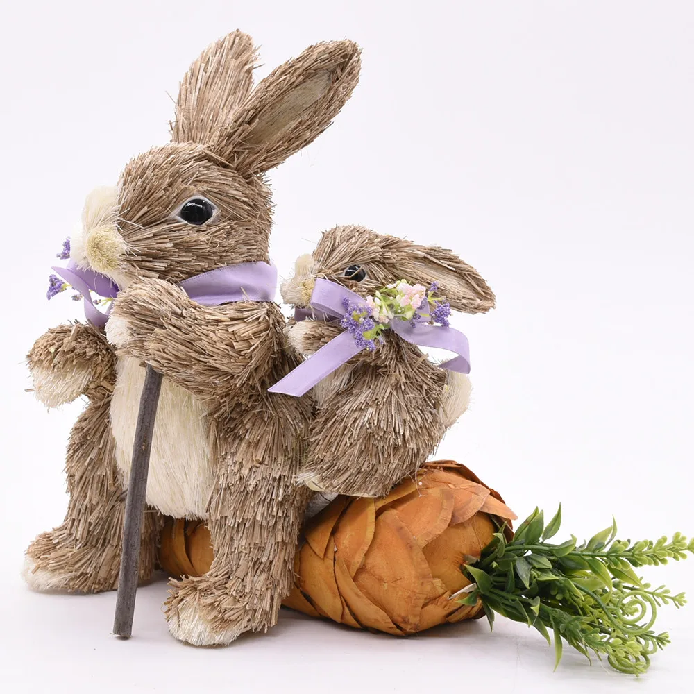 Gy Bsci Easter Cattail Bunny Decoration Figurines Rabbit Straw Factory ...