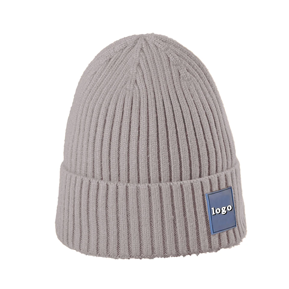 Custom Embroidery Ribber Patch logo Winter Hats Caps Knit Beanie ...