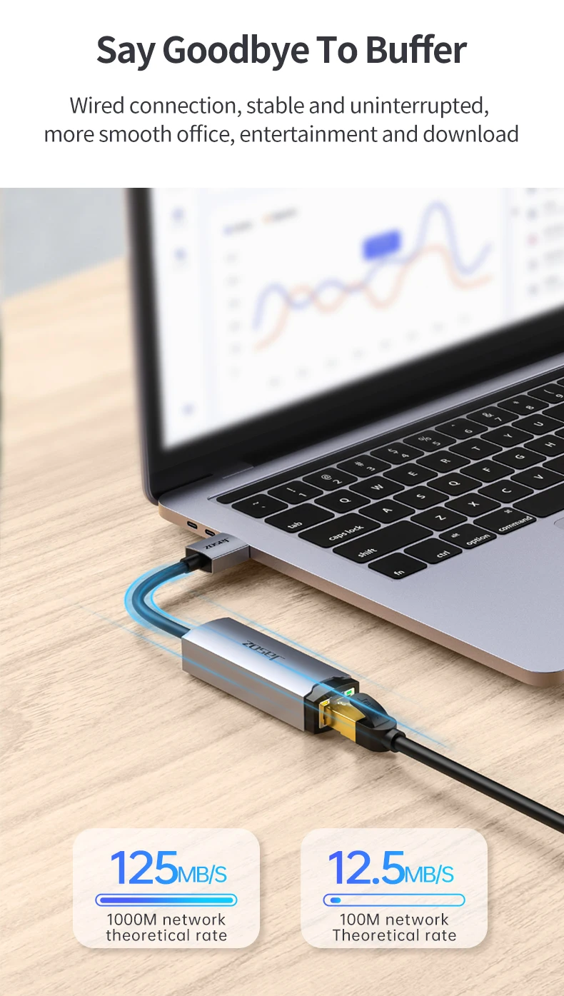 Jasoz USB 3.0 to RJ45 Gigabit Network Hub Converter for Laptop