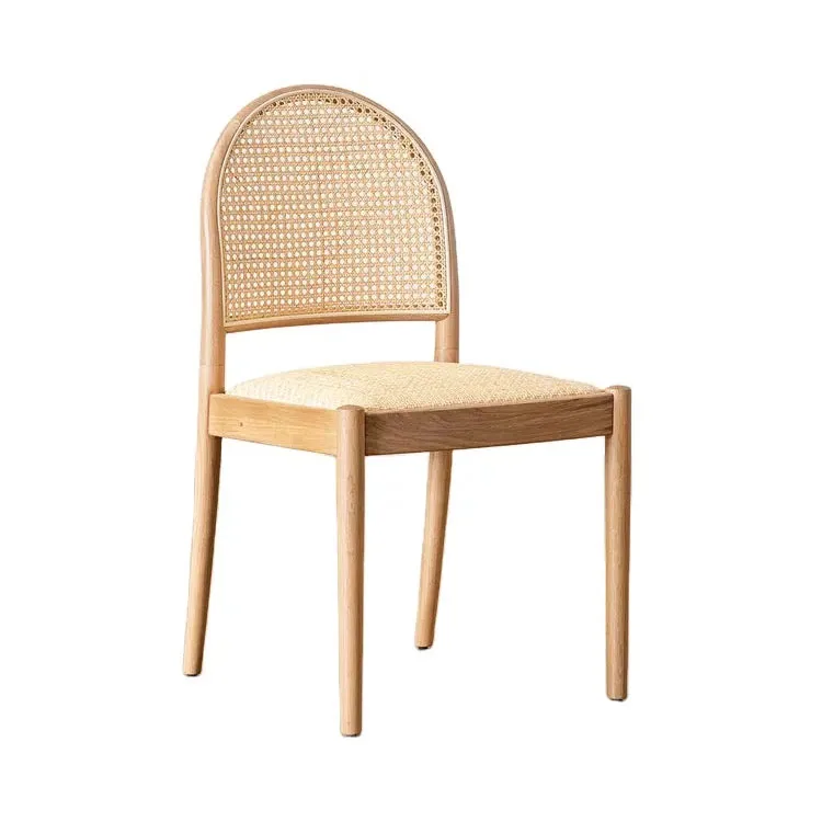 Beechwood Stackable Half Moon Chair Rattan Mat Cushions Grid Backrest ...