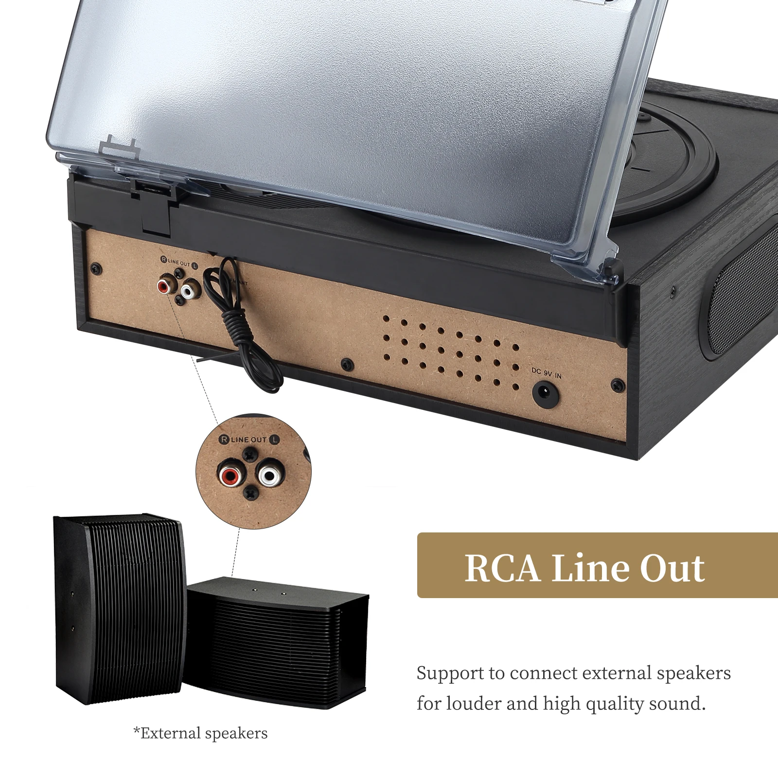 Nostalgia Retro Vinyl Record Player With Speakers Phonograph Wooden ...