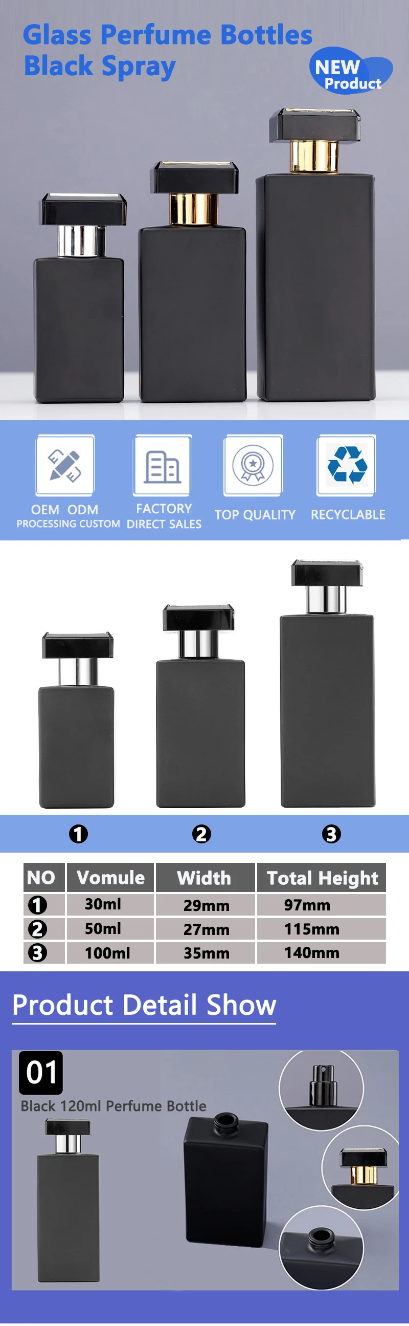 30ml 50ml 100ml Black Bottle Glass Odm Perfume Bottle Manufacturing ...