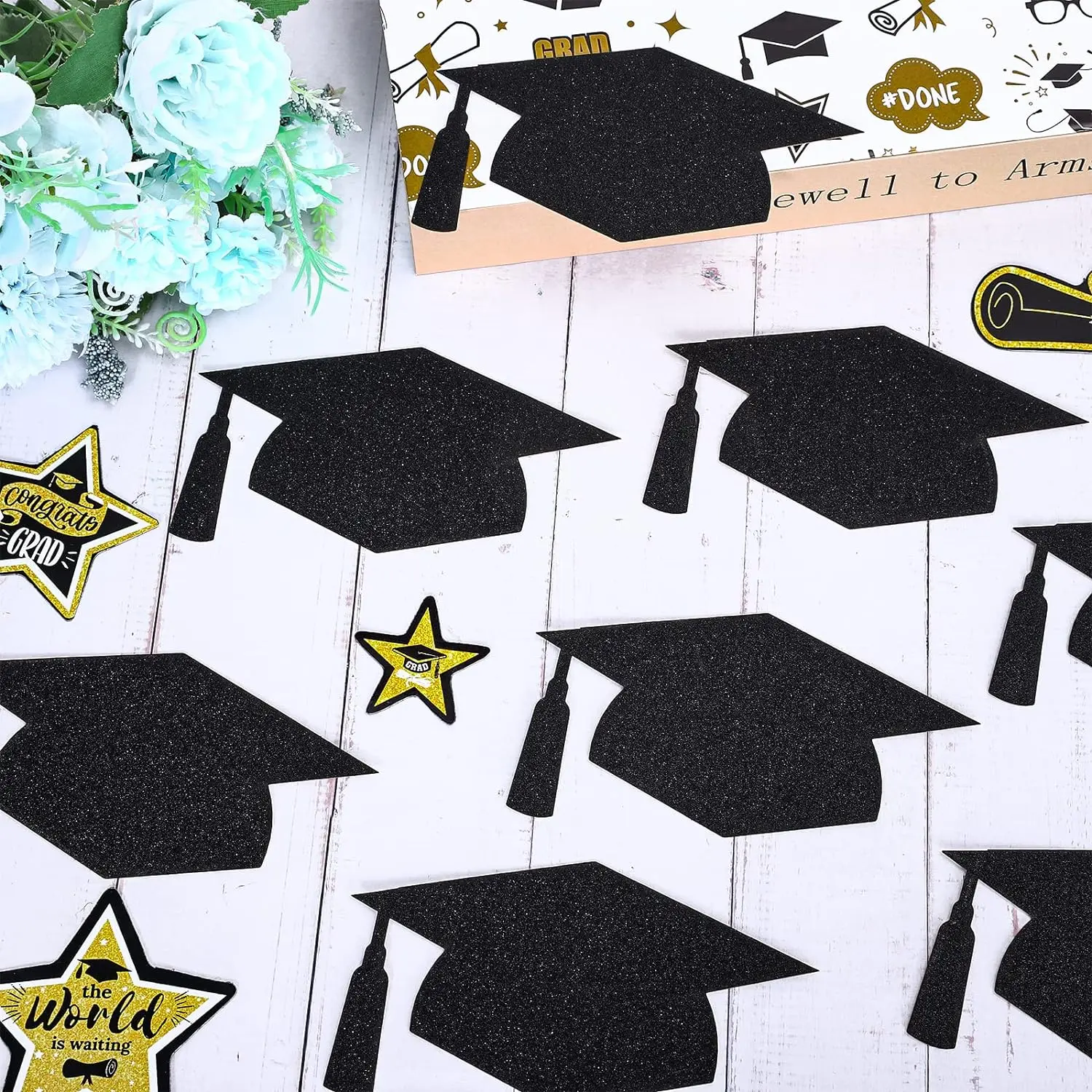 Graduation Hat Paper Cut-outs Hats Off Grad - Grad Hats Decorations Diy ...