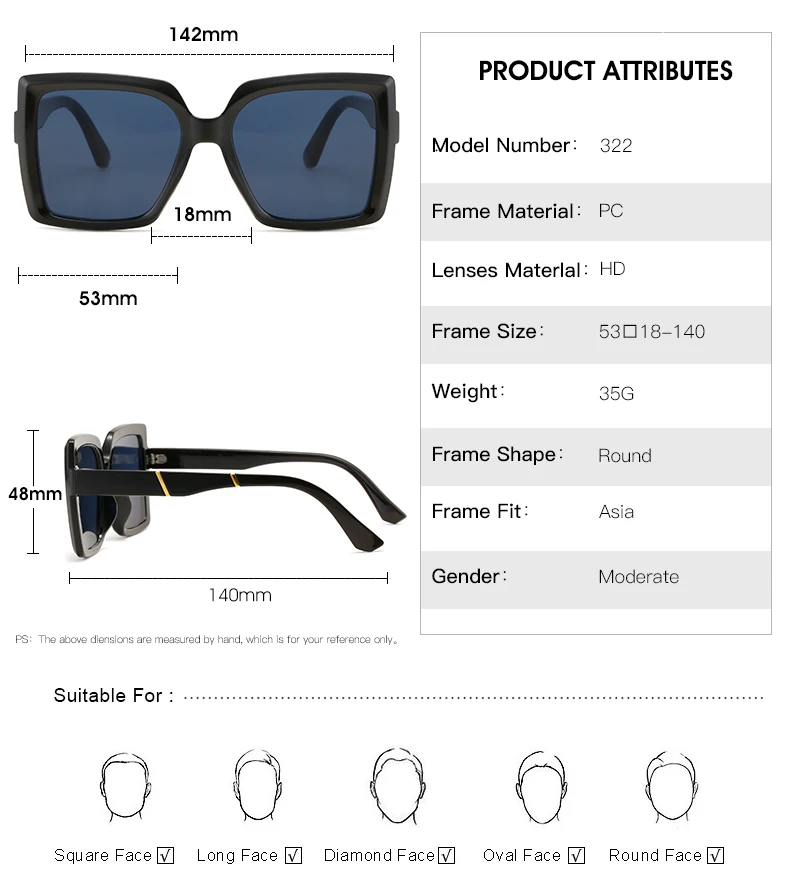 Mejores 322 2022 New Sunglasses Unique Oversized Plastic Metal Design ...
