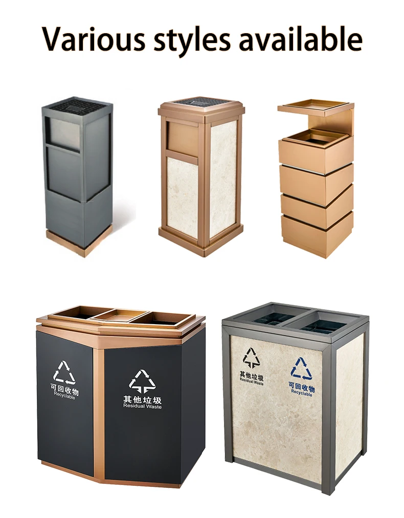 Deluxe Hotel Marble Trash Can Hotel Lobby Dustbin With Ashtray Marble ...