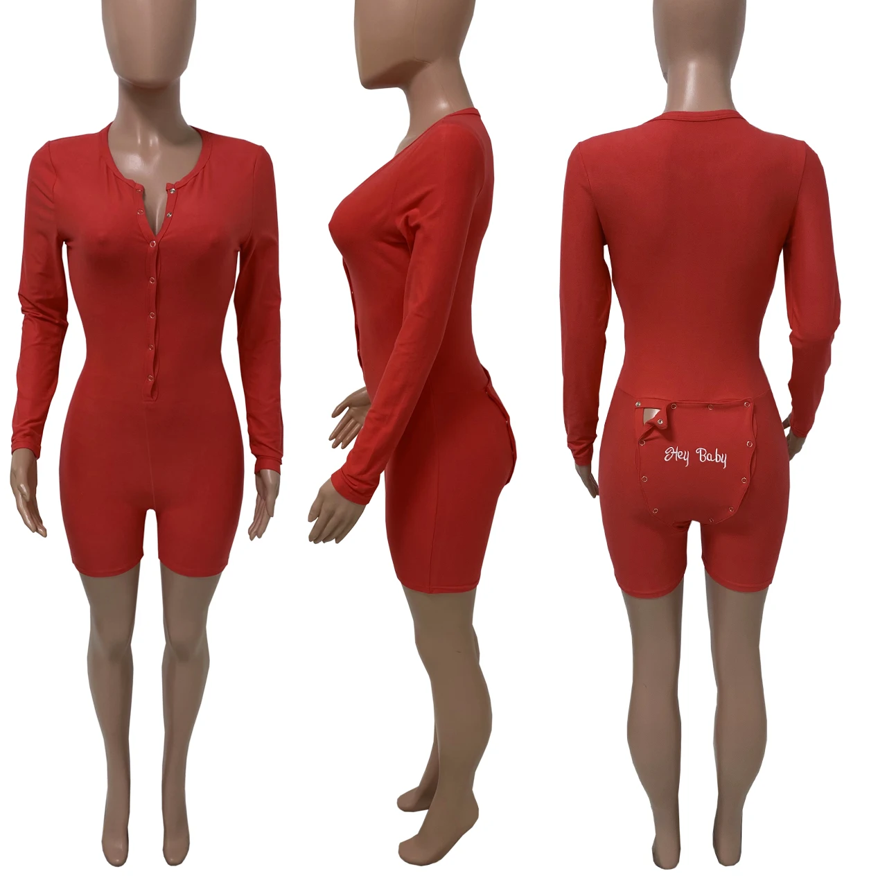 Wholesale Sexy Hey Baby Custom Logo High Stretchy Romper Long Leg Adult ...