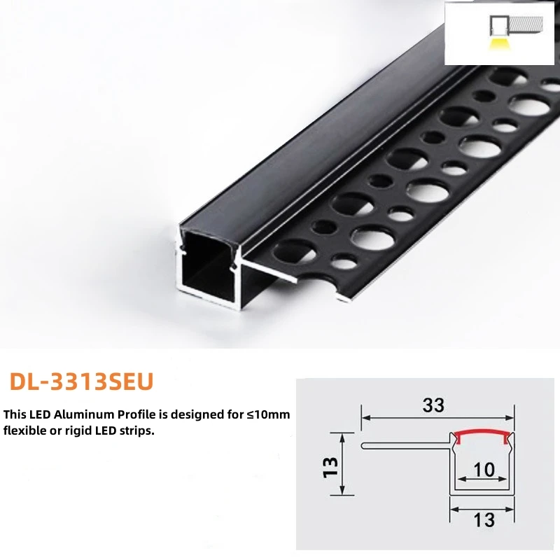 Recessed with Flange for LED Trimless 8-12mm Strip Slot Profile ...