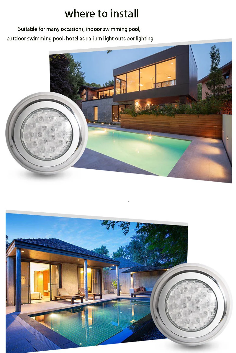 18W 24W 36W RGB LED Swimming Pool Light Stainless Steel Wall Mounted IP68 Waterproof Underwater ...