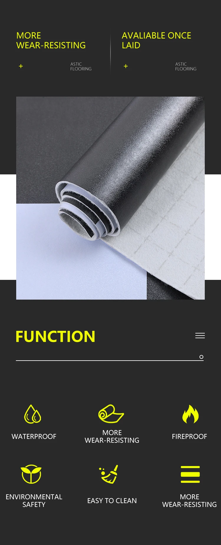 Waterproof Anti-slip Linoleum Vinyl Flooring Rolls Red Felt Back Pvc ...