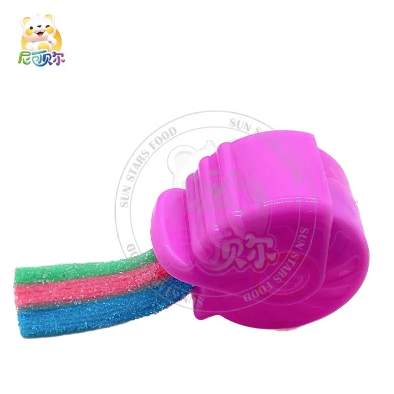 Mini Puller Toy With Rainbow Strip Candy Roll Fruit Flavor Sour Belt ...