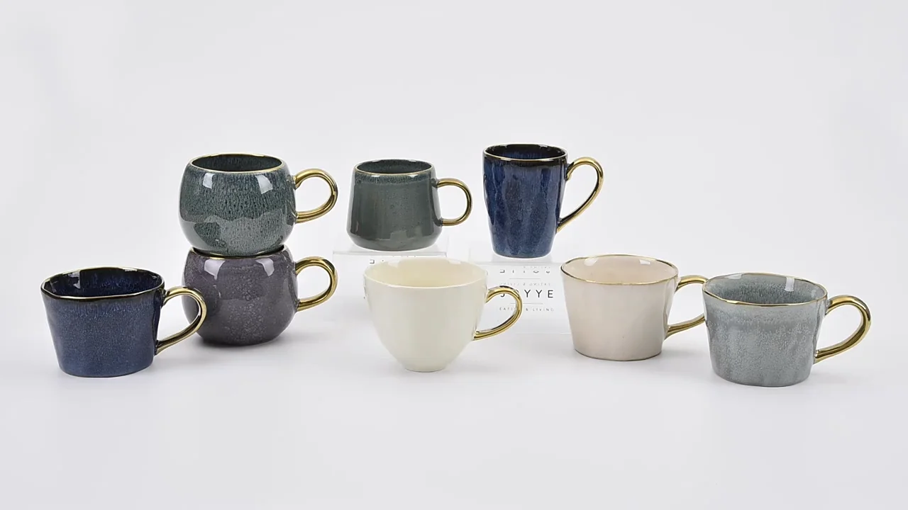 Joyye China Vintage Ceramic Mug Tea Mug Irregular Mugs Reactive Glaze ...