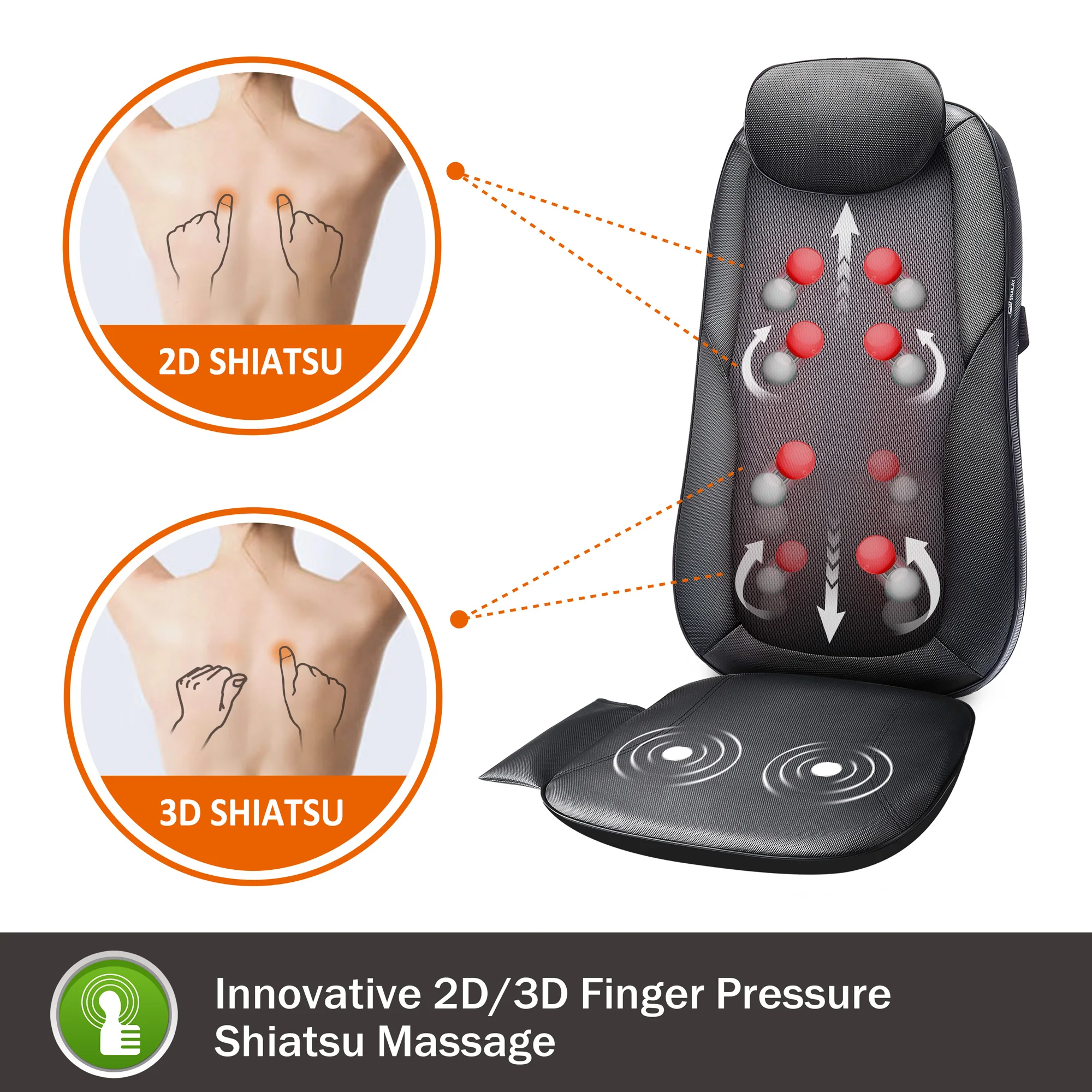 Innovative 2d/ 3d Finger Pressure Shiatsu Massage Cushion Back Massage ...