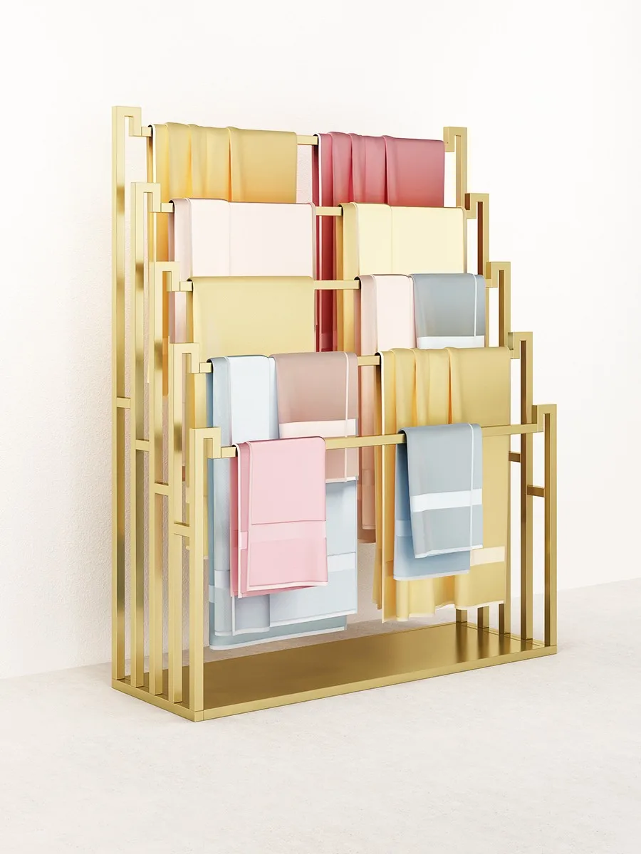 Boutique Fabric Store Shelving - Elegant Scarf Display Rack